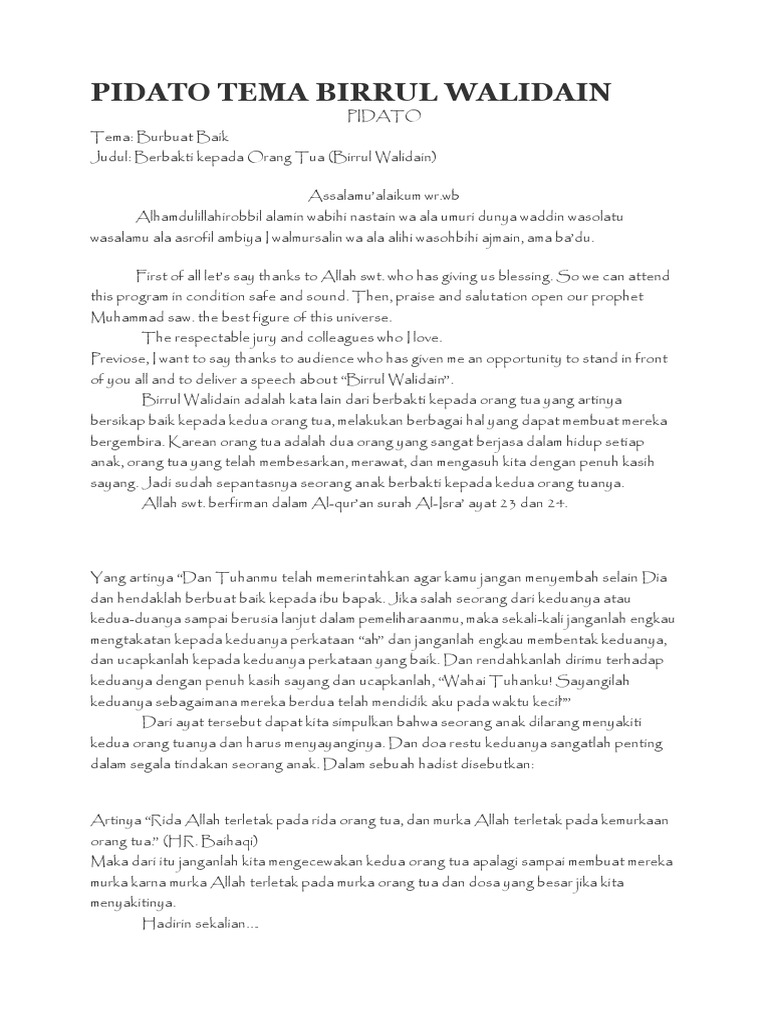 Pidato Tema Birrul Walidain | PDF