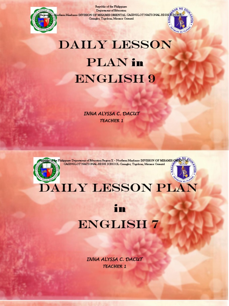 Daily English Lesson Plans for Grades 7-9 at Casinglot National High ...
