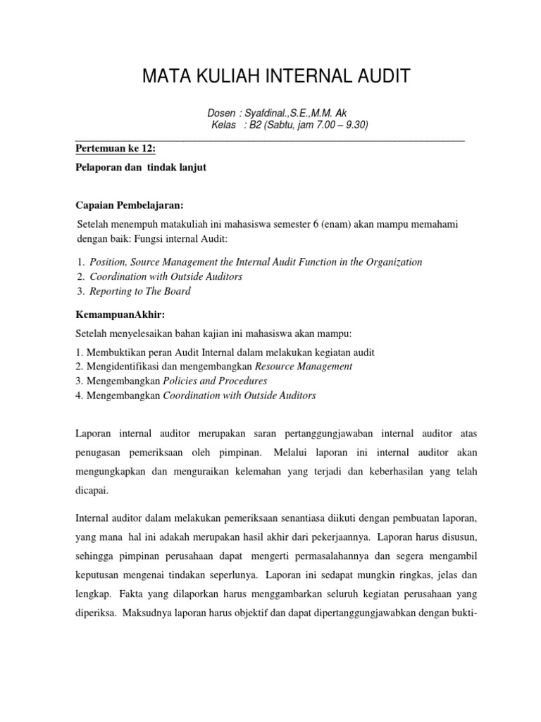 Modul Internal Audit | PDF