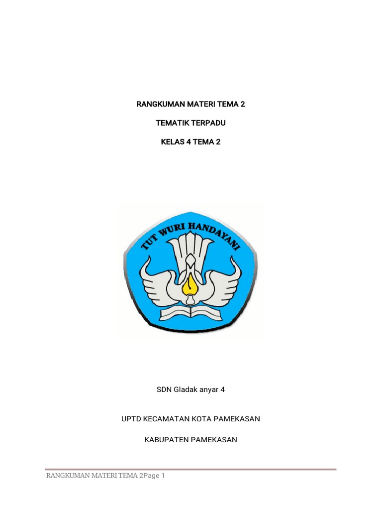 Rangkuman K4 - Tema 2 PDF | PDF | Pengembangan Diri | Sains & Matematika