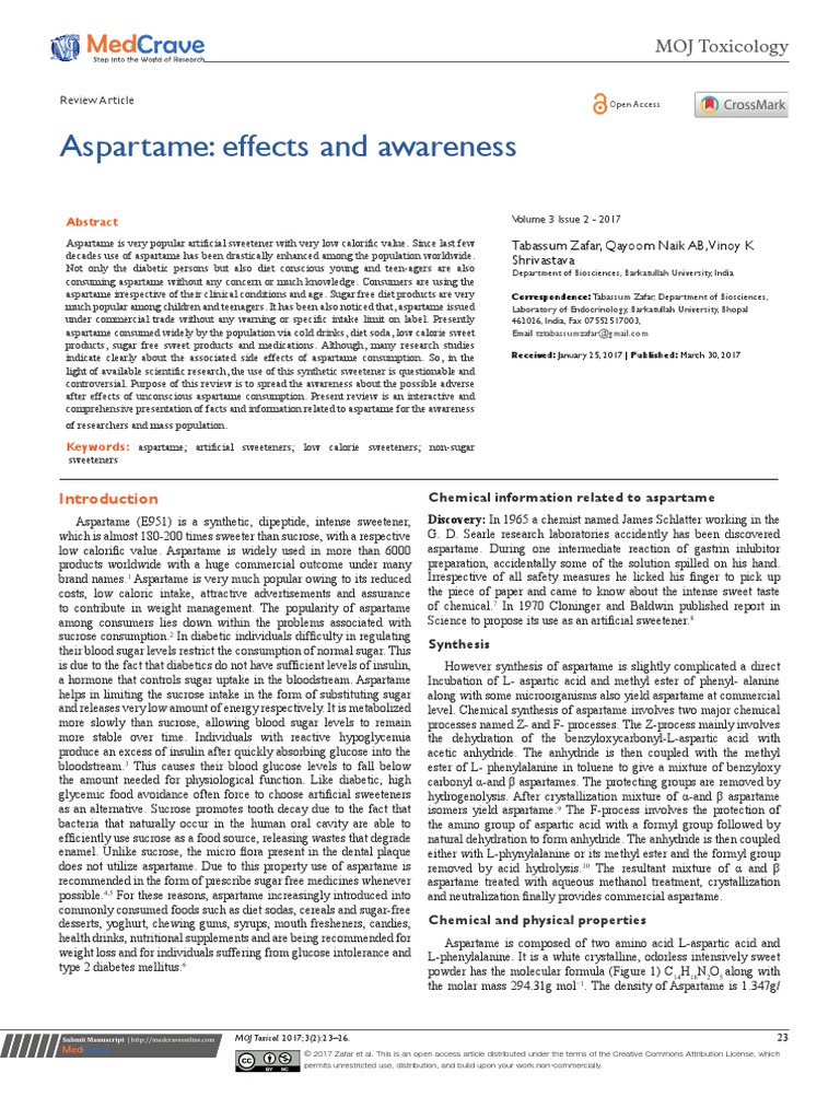Aspartame: Effects and Awareness | PDF | Sugar Substitute | Phenylalanine