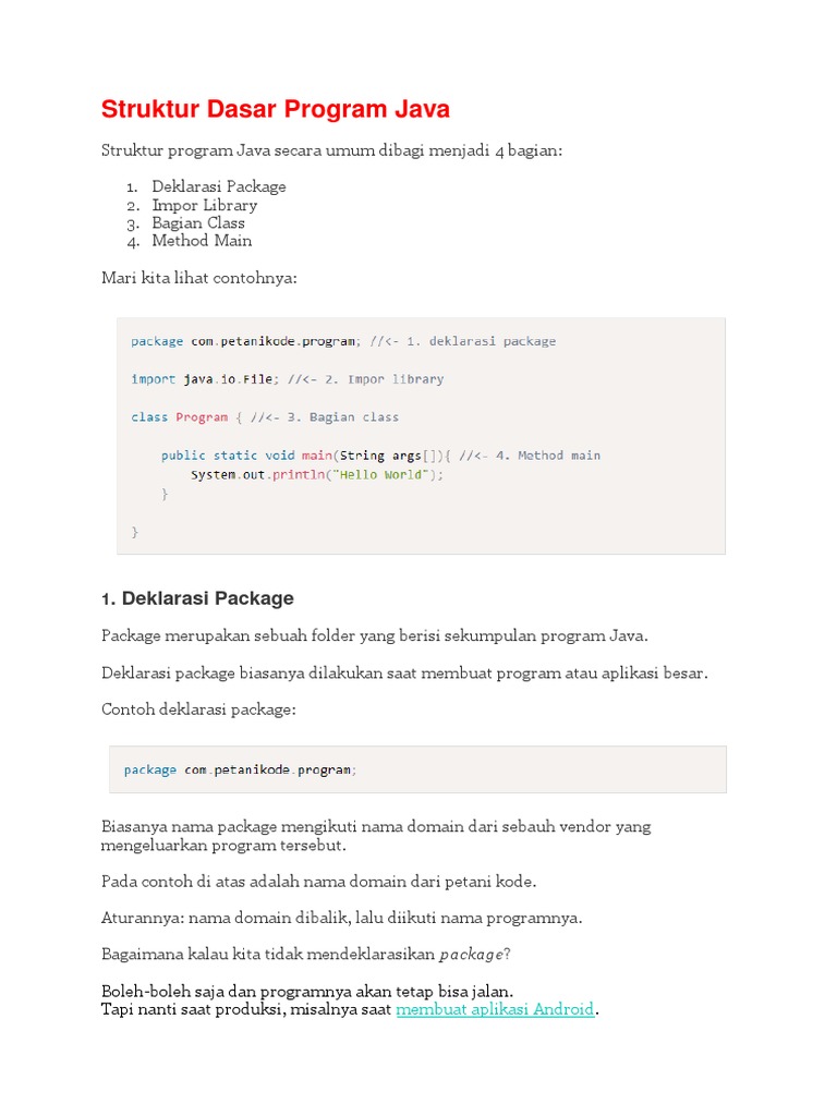 Struktur Dan Aturan Penulisan Sintaks Java | PDF