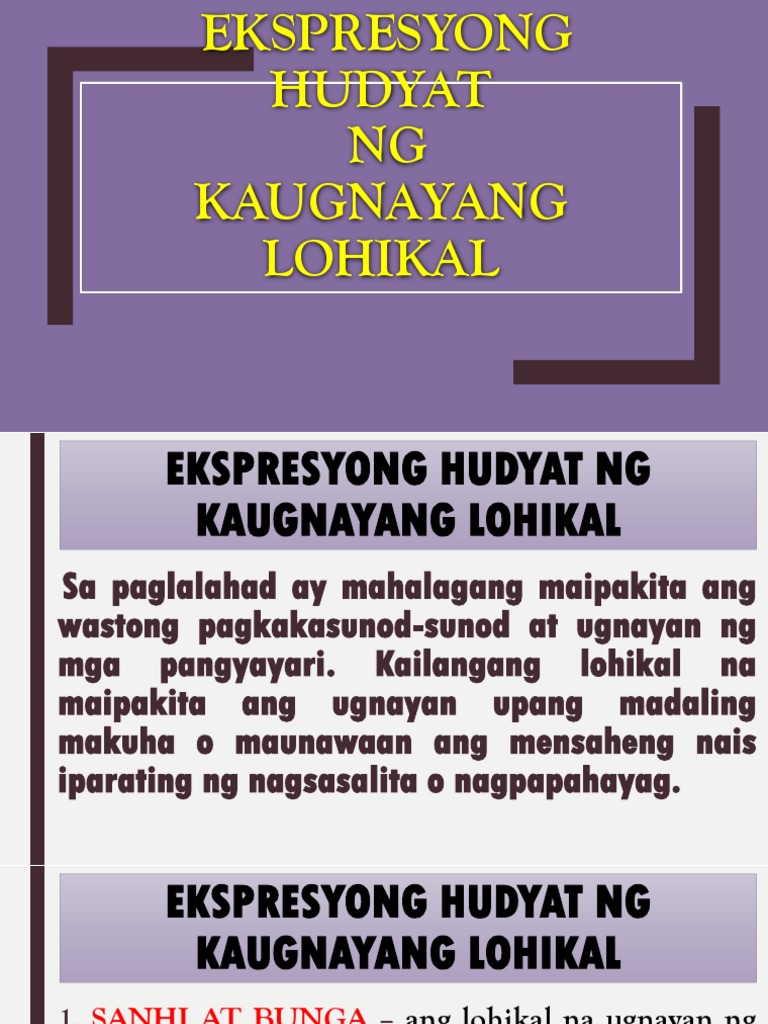 Ekspresyong Hudyat NG Kaugnayang Lohikal | PDF