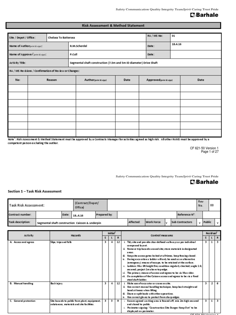 Risk Assessment and Method Statement PDF | Download Free PDF | Risk ...