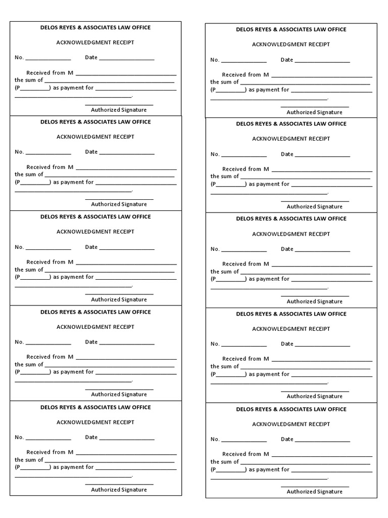 Acknowledgment Receipt Generic | PDF | Receipt | Services (Economics)