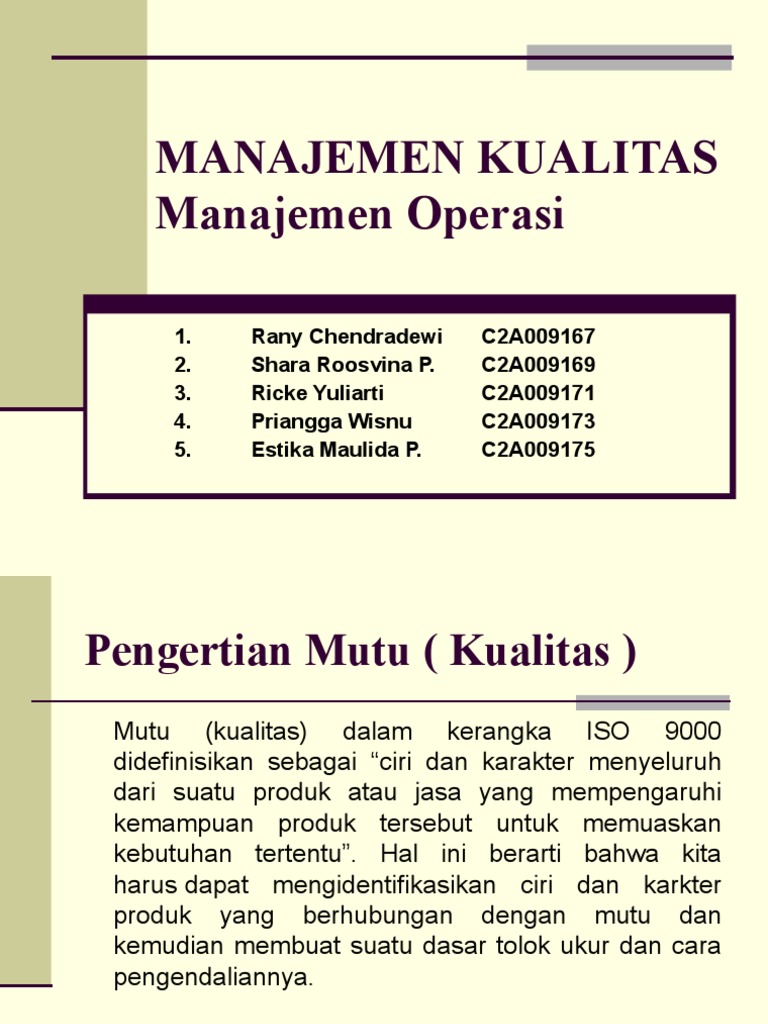 Manajemen Kualitas | PDF