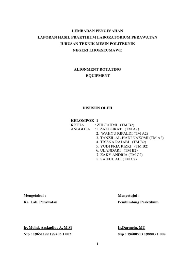 Laporan Alignment Pompa Tingkat 2 | PDF | Teknologi & Rekayasa