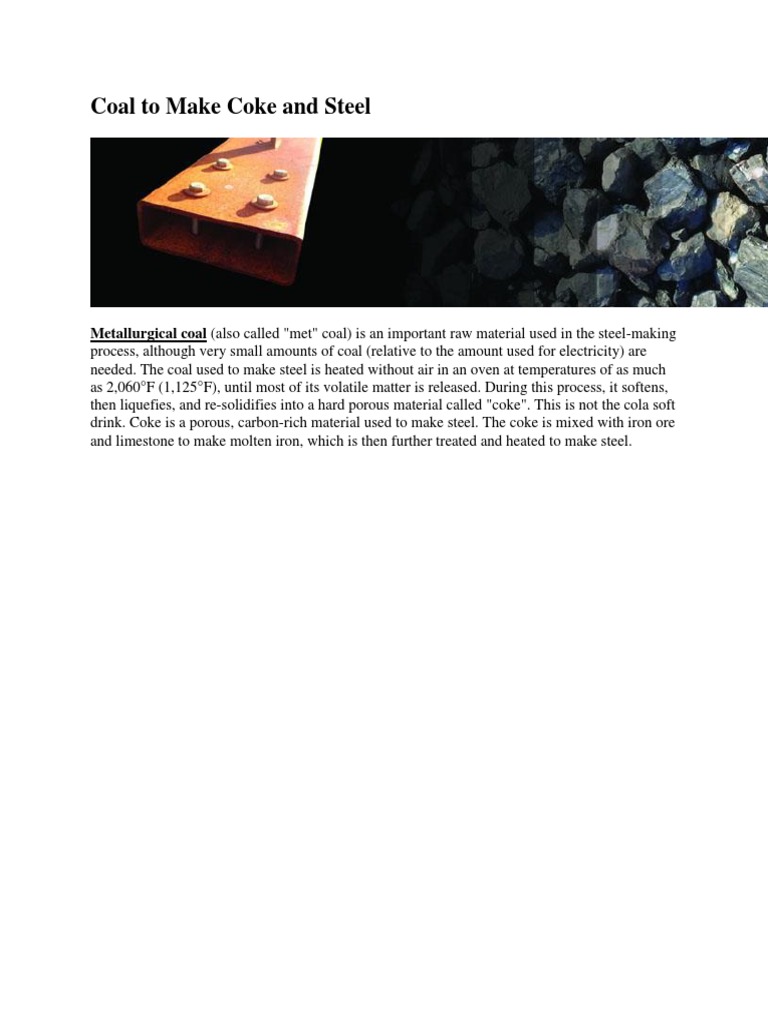 Coke Production for Steel Making | PDF | Coke (Fuel) | Steelmaking