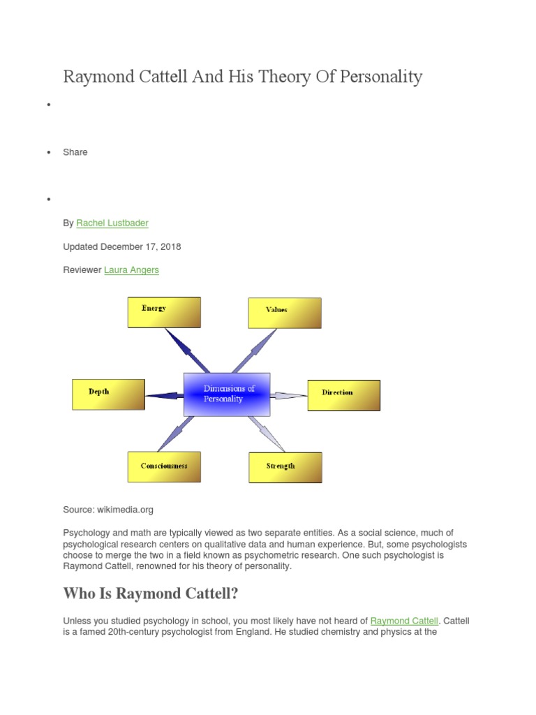 Raymond Cattell and His Theory of Personality | PDF | Psychometrics ...