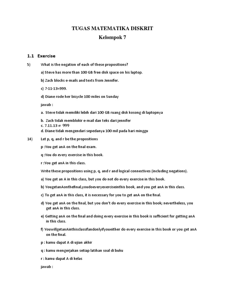 Tugas Matematika Diskrit | PDF | Syntax (Logic) | Metalogic