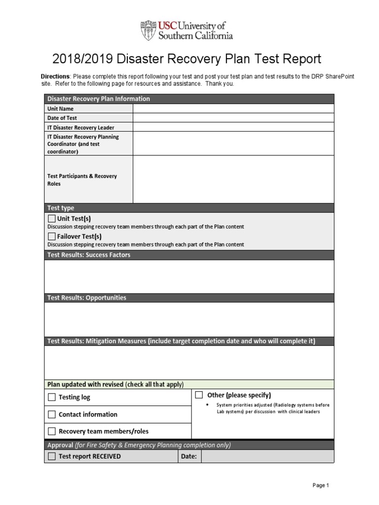 2018-2019 DR System Test Report | PDF | Disaster Recovery | Emergency ...