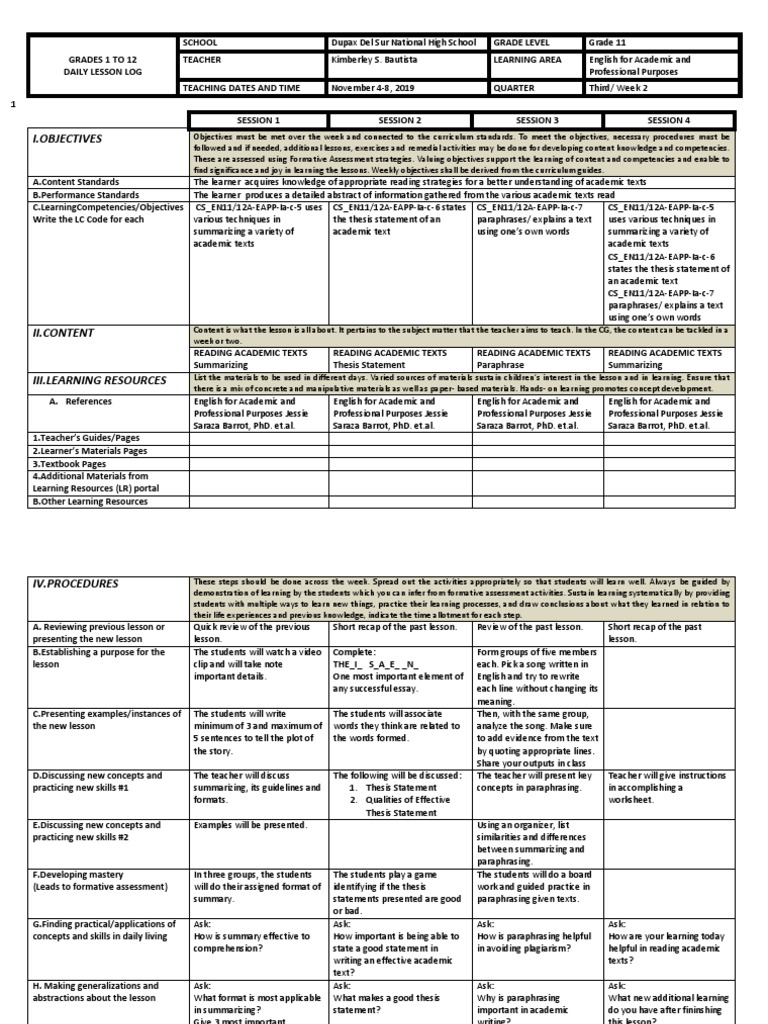 Eapp Week 2 DLL | PDF | Behavior Modification | Learning