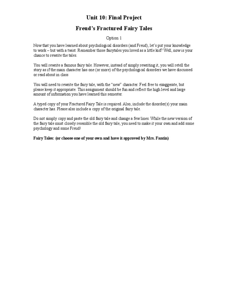 Final Project - Option - Fairy Tale Project | PDF | Fairy Tales | Folklore