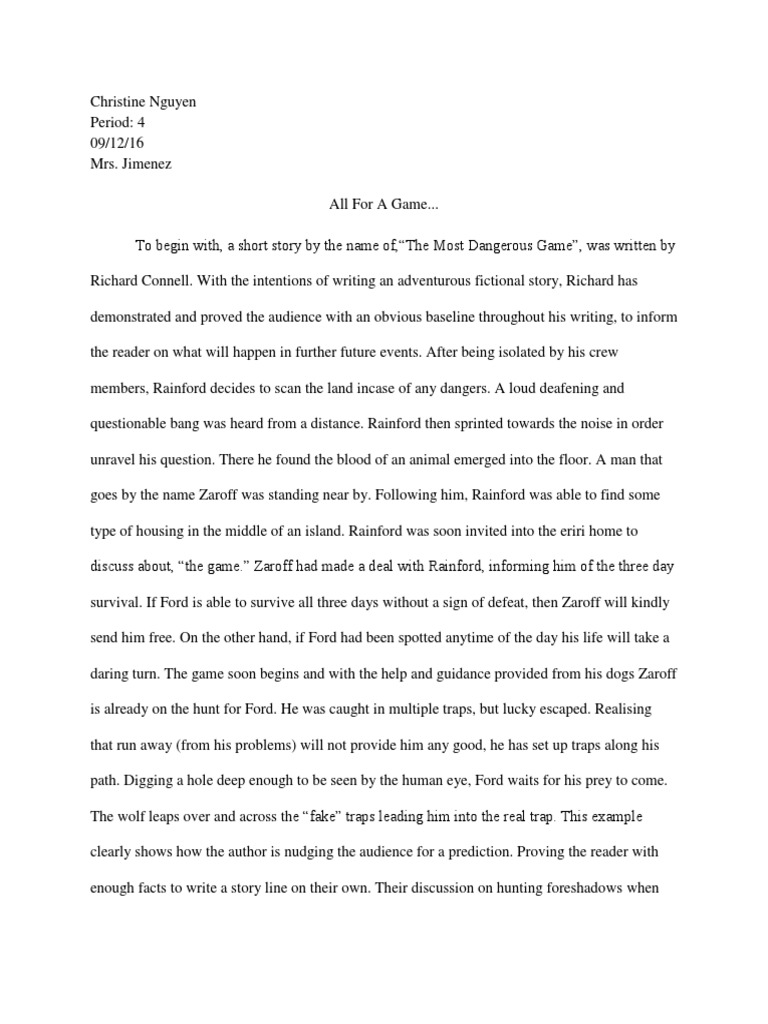 The Most Dangerous Game | PDF