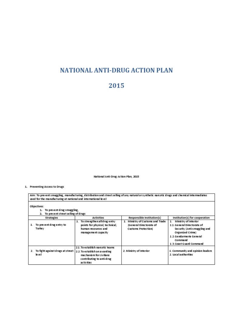 TR - 2015 National Anti-Drug Action Plan | PDF | Substance Abuse ...