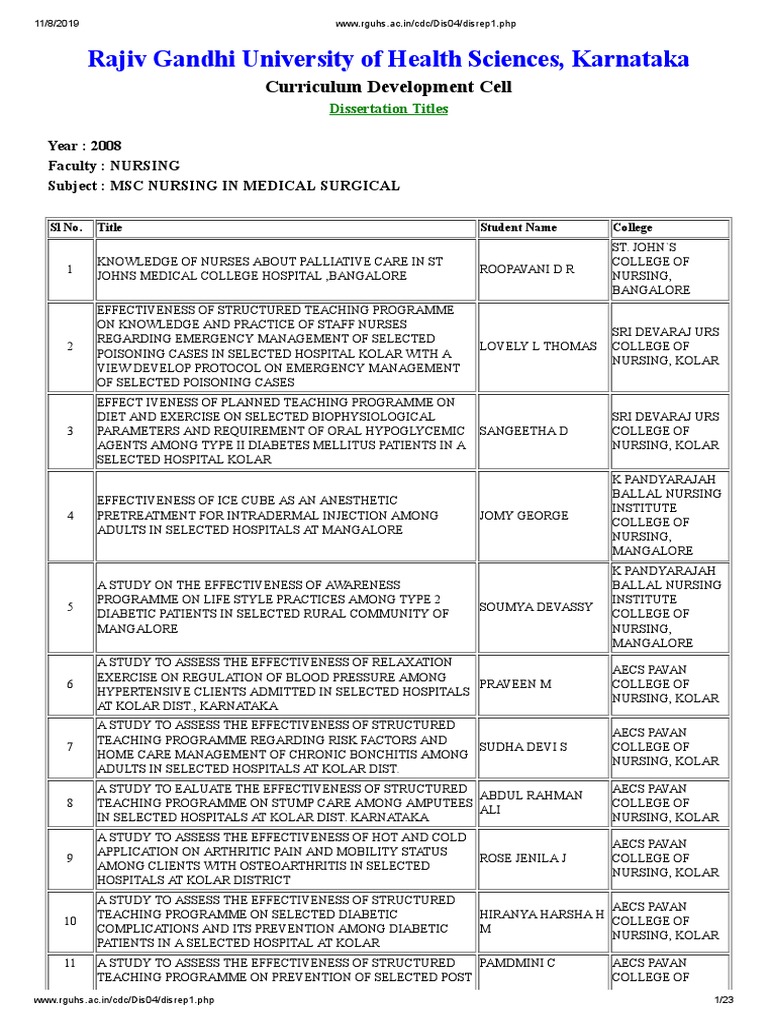 2008 Medical Surgical Nursing Problem Statements | PDF | Nursing ...