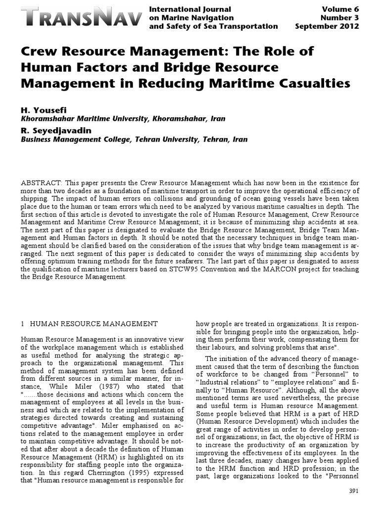 Crew Resource Management - The Role of Human Factors and Bridge ...