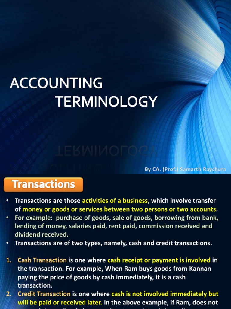 Accounting Terminology | PDF | Financial Transaction | Credit