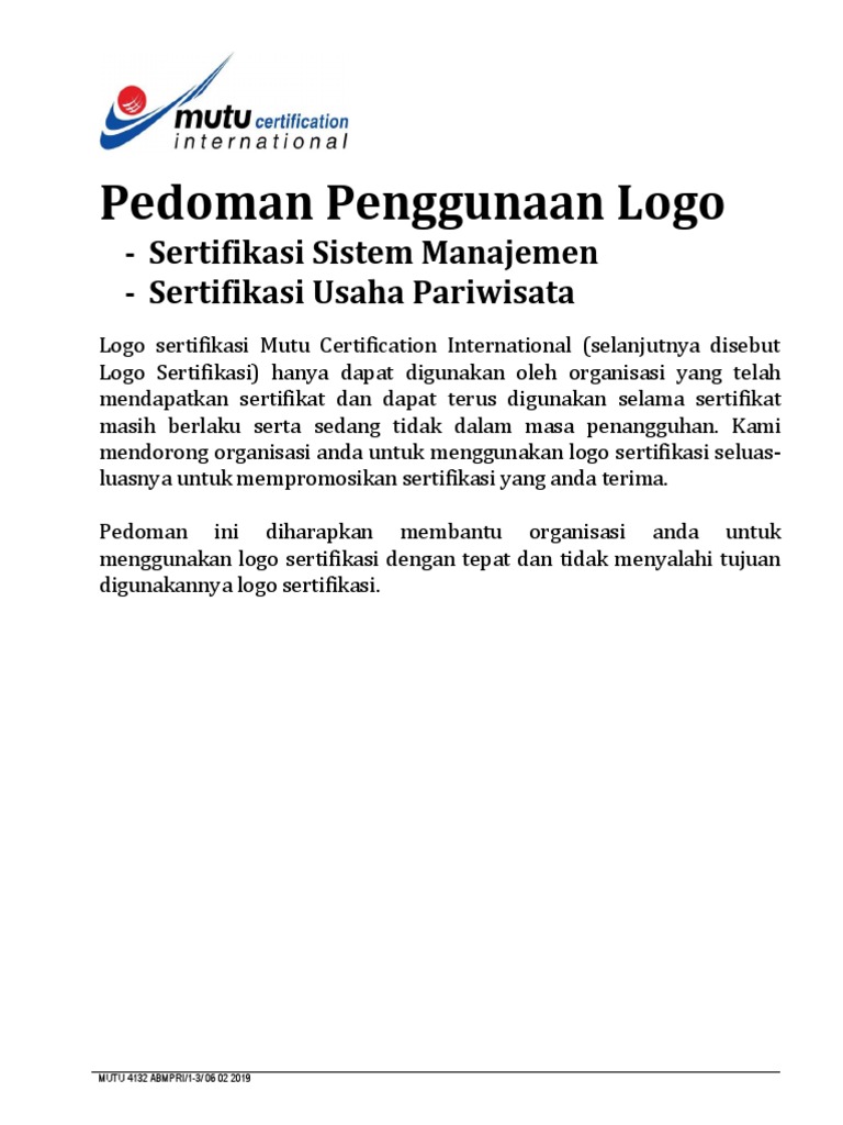Panduan Logo Sertifikasi Mutu | PDF