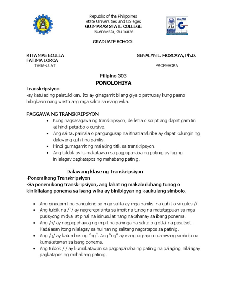 Transkripsiyonhandouts | PDF