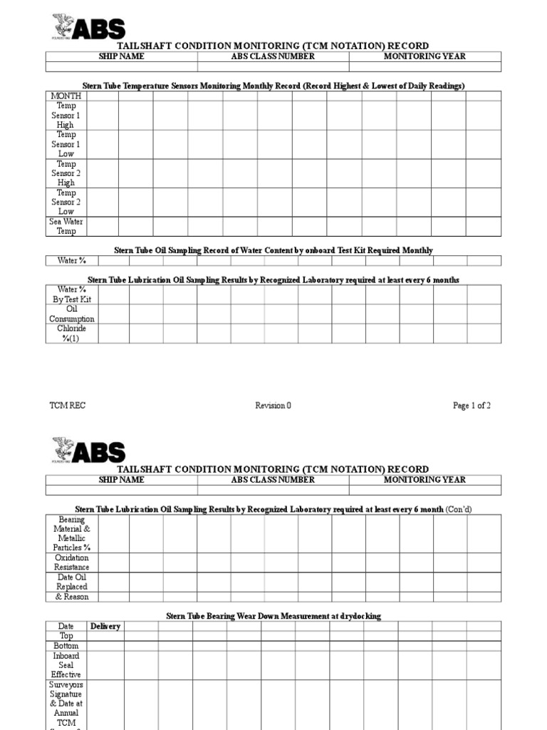 Tailshaft condition monitoring record | PDF | Water | Applied And ...