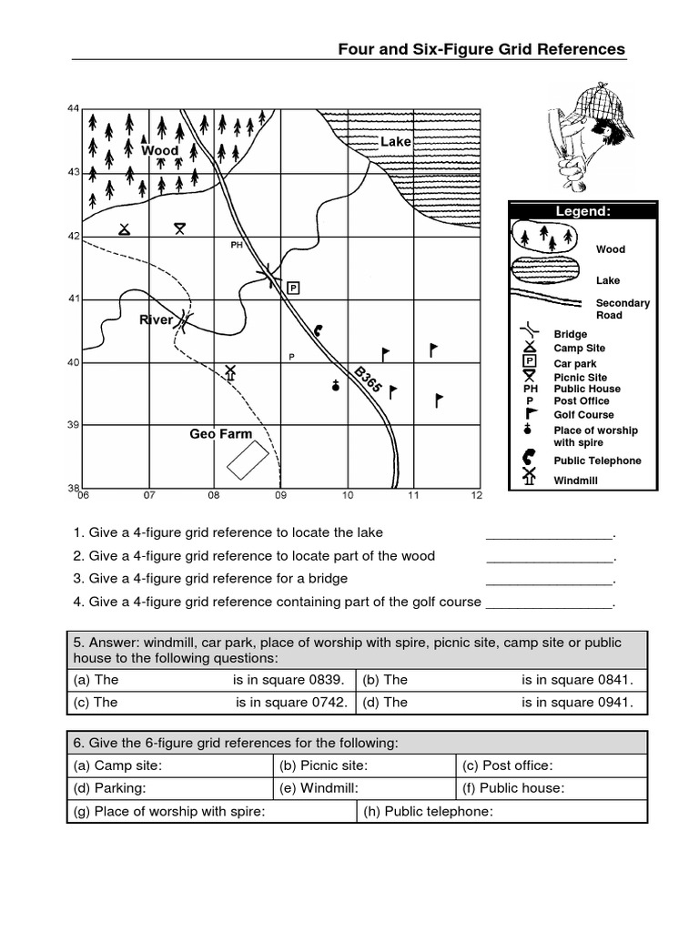 Four-And-Six Figure Grid References Worksheet | PDF | Leisure | Nature