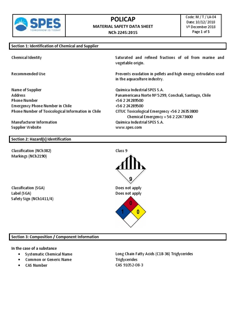 MSDS Policap | PDF | Personal Protective Equipment | Toxicity
