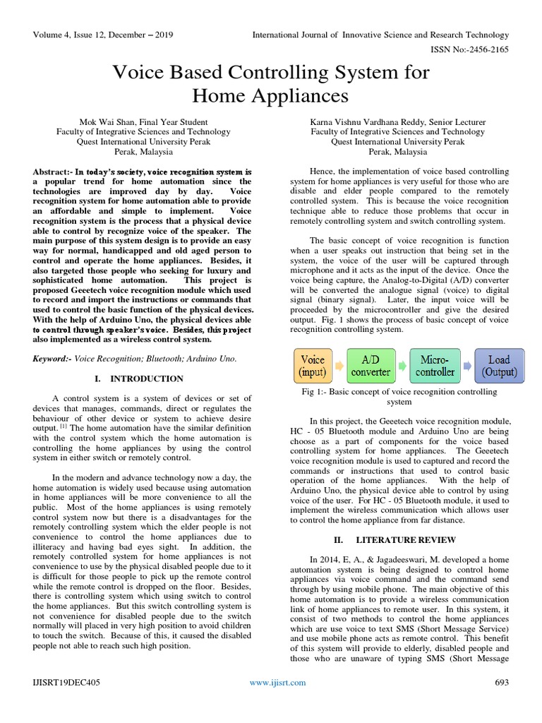 Voice Based Controlling System For Home Appliances | PDF | Bluetooth ...