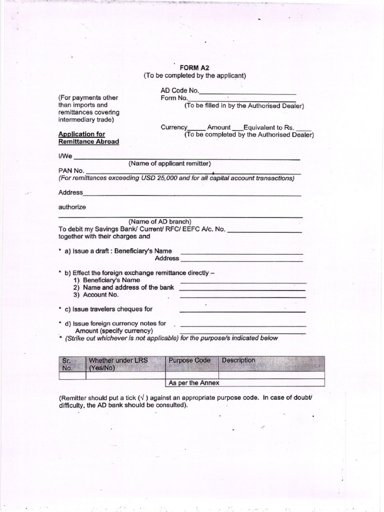 Form A2 PDF | PDF | International Finance | Financial Technology