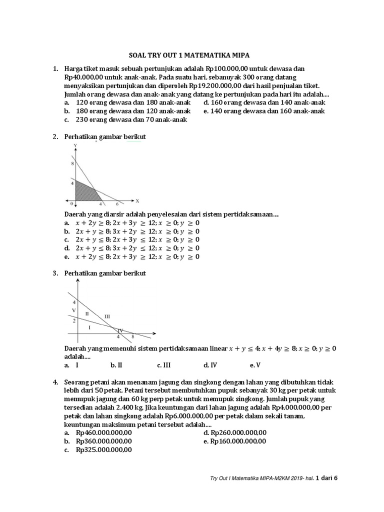SOAL Matematika MIPA TRY OUT 1 | PDF