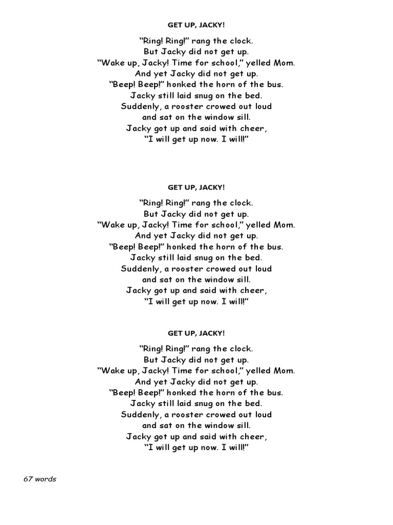 GET UP JACKY! Oral Reading | PDF | Nature | Nature