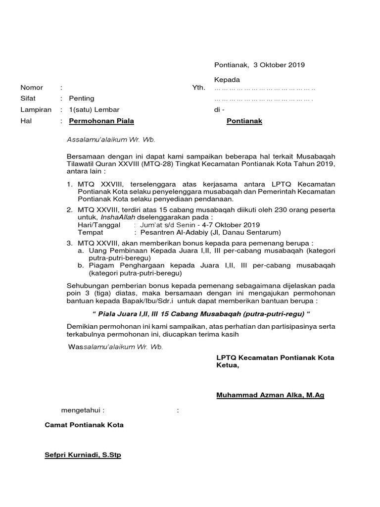 Surat Permohonan Proposal | PDF