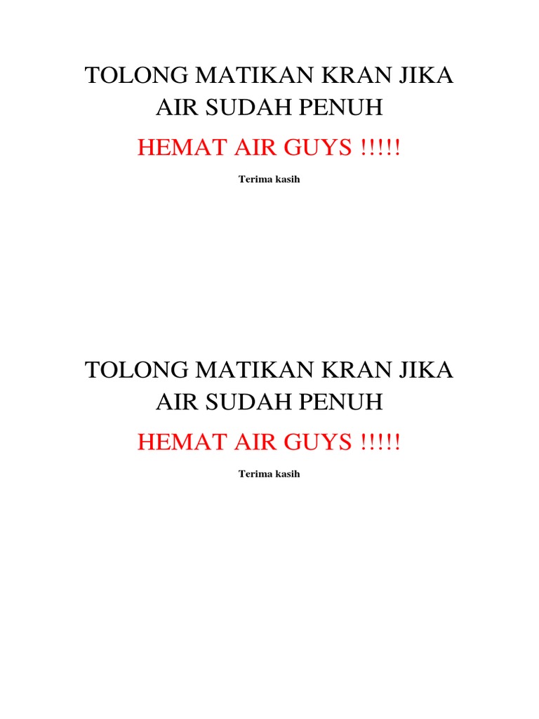 Hemat Air: Matikan Kran Tepat Waktu | PDF
