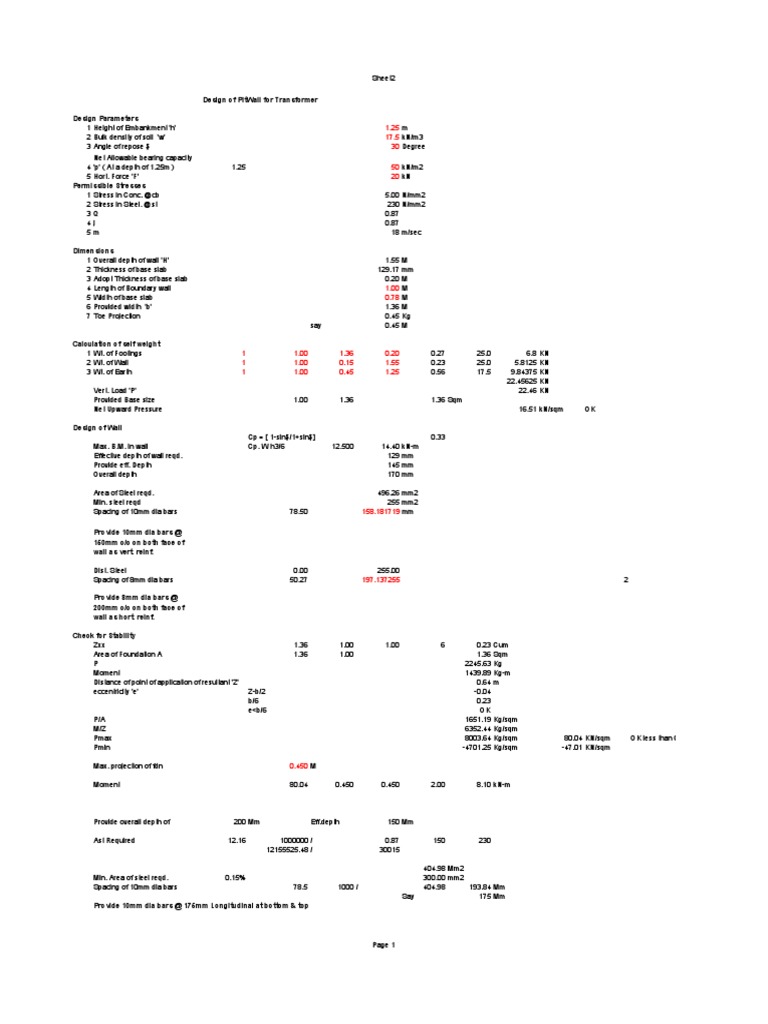 Design of Transformer Foundation PDF | PDF | Civil Engineering ...