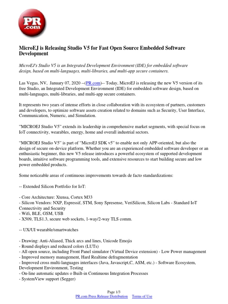 MicroEJ Is Releasing Studio V5 For Fast Open Source Embedded Software Development | PDF ...