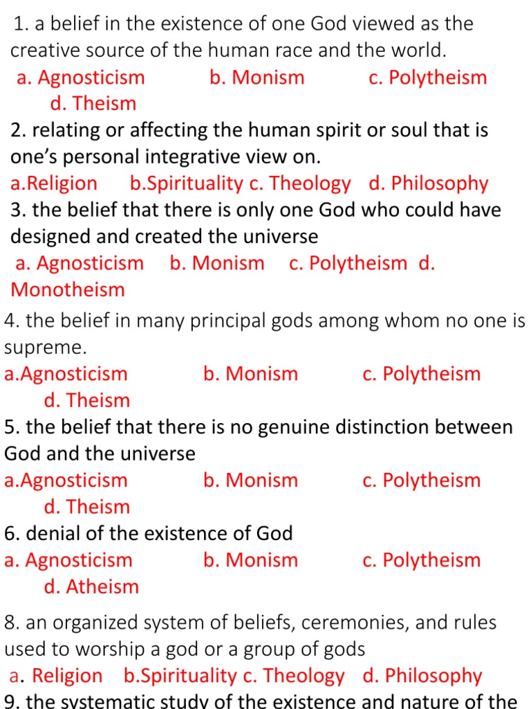 Multiple Choice Questions on World Religions: Theology, Traditions, and ...