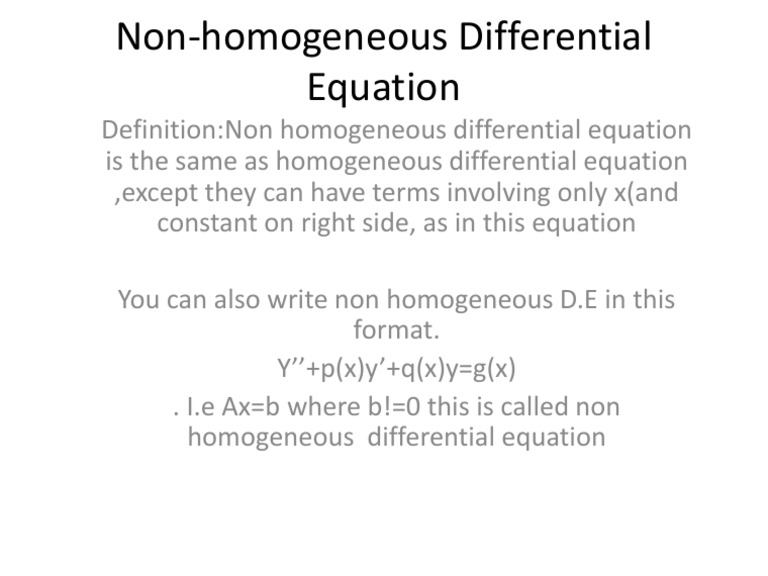 Non-Homogeneous Differential Equation | PDF