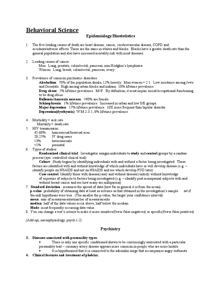 Behavioral Science Aid For The USMLE Step 1 Behavioral Science Aid For ...