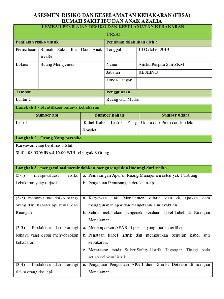 Asesmen-Risiko-Dan-Keselamatan-Kebakaran (FSRA) | PDF