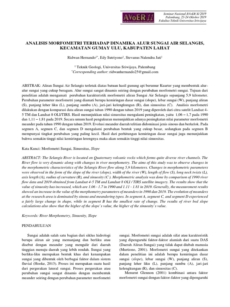Morfometri Sungai Air Selangis | PDF