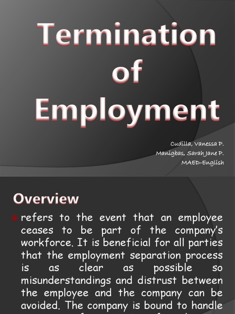 Termination of Employment | PDF | Labor | Employment