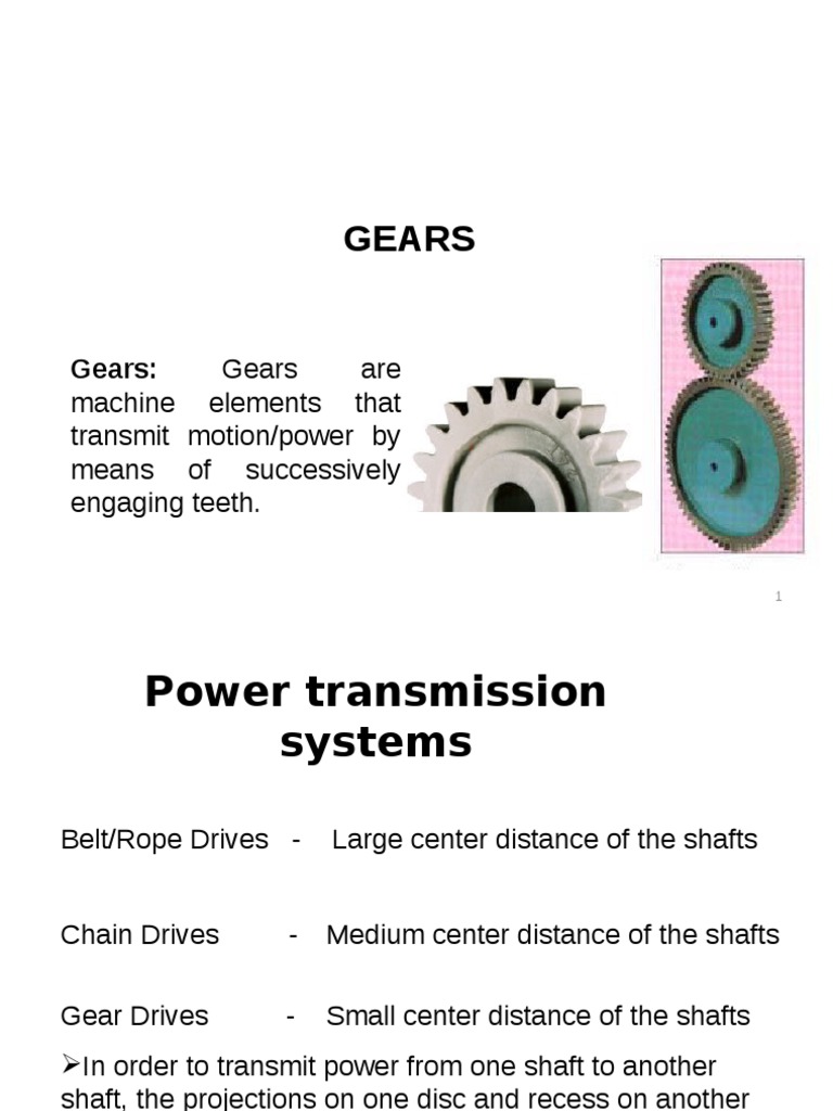 Topic1-Introduction To Gears PDF | PDF | Gear | Belt (Mechanical)