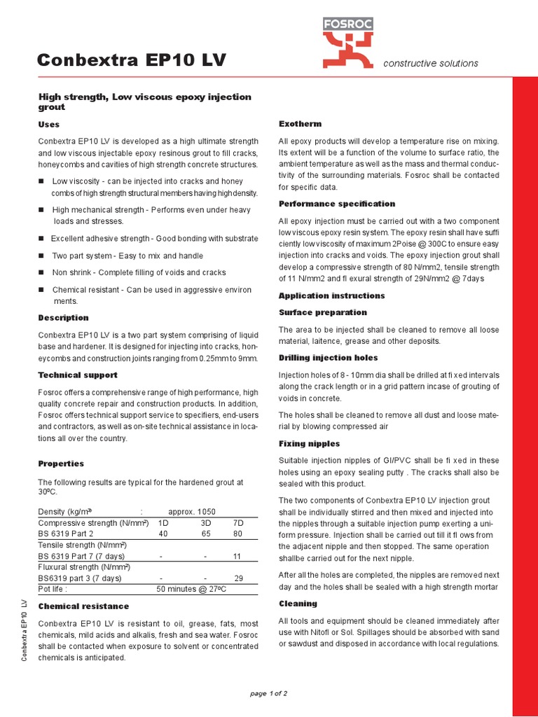 TDS Conbextra EP10 LV India | PDF | Epoxy | Strength Of Materials