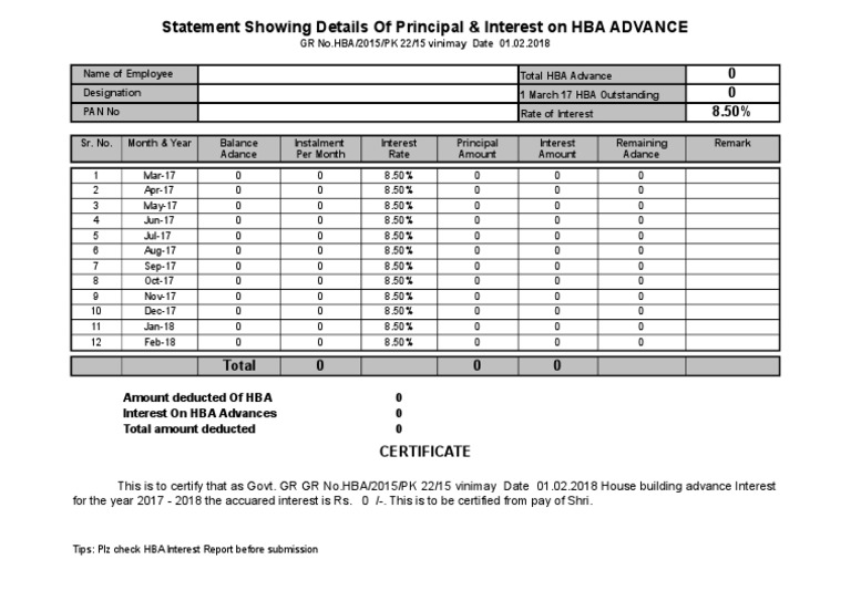 HBA INTEREST CALCULATOR Share | PDF | Payments | Personal Finance