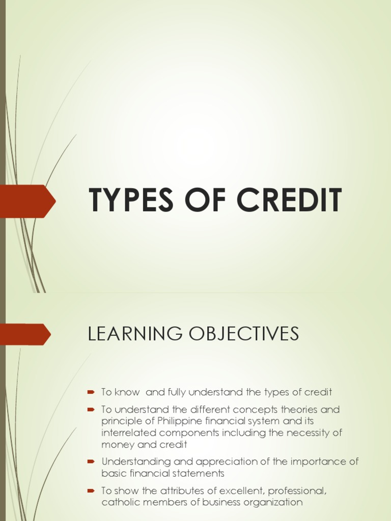 TYPES OF CREDIT Week13 | PDF | Loans | Credit Card