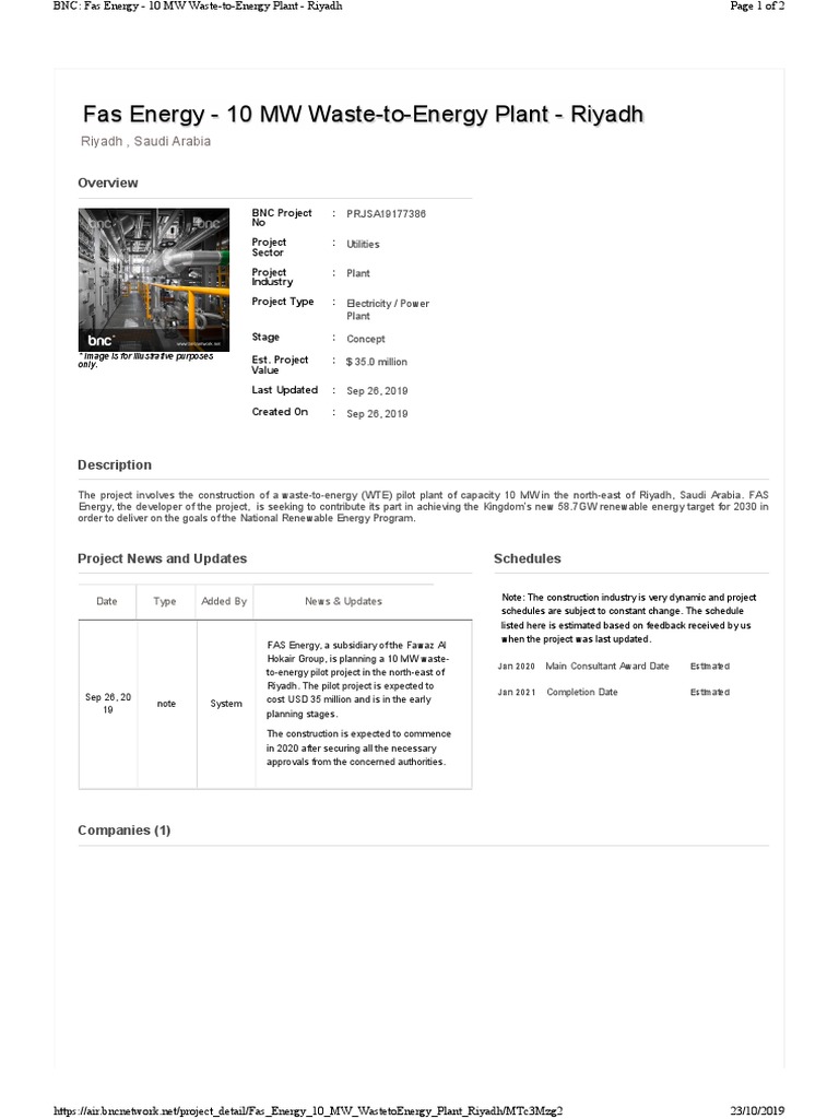 Fas Energy 10 MW Wast | PDF | Watt | Saudi Arabia