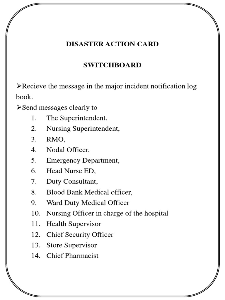 Action Cards | PDF | Emergency Department | Medical Specialties