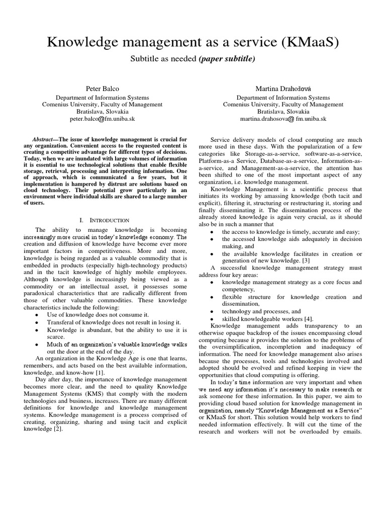 Knowledge Management As A Service KMaaS PDF | PDF | Software As A ...