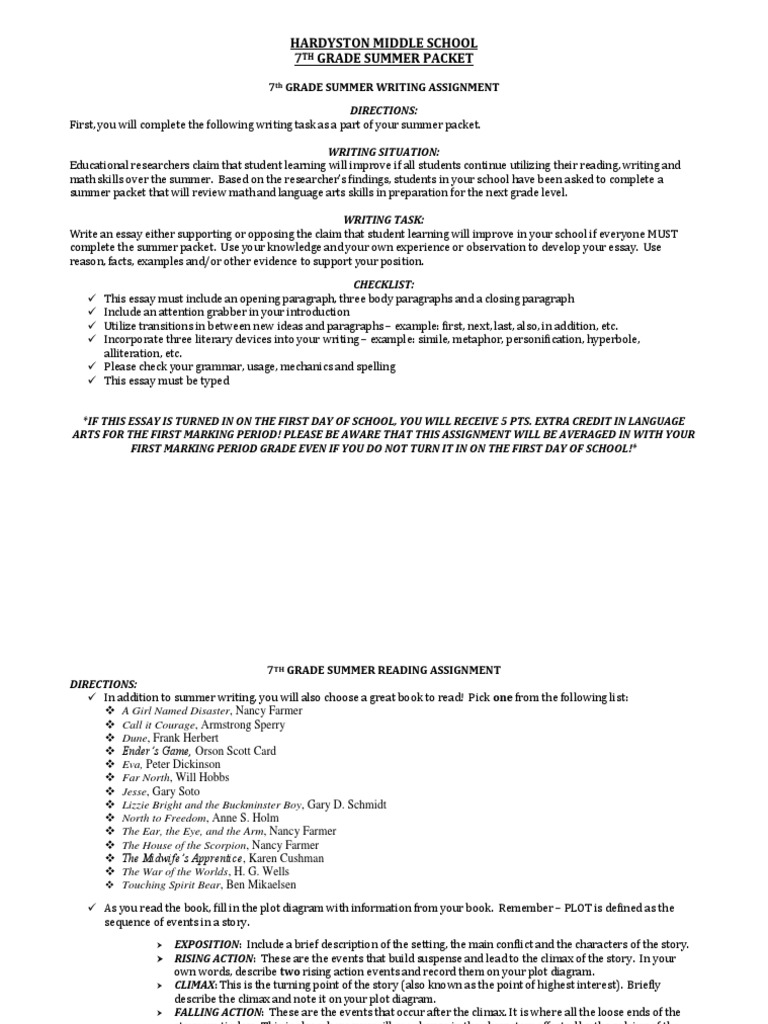 Grade 7 Language Arts Packet | PDF | Plot (Narrative) | Cognitive Science