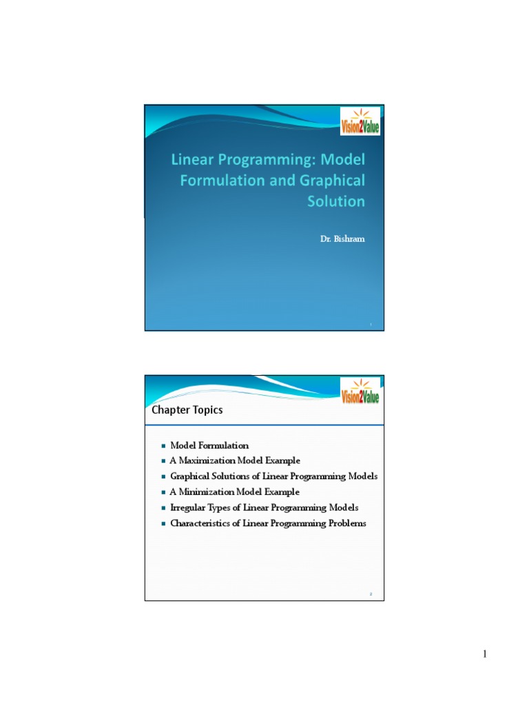 010 LP - Formulation & Graphical Methods | PDF | Mathematical ...